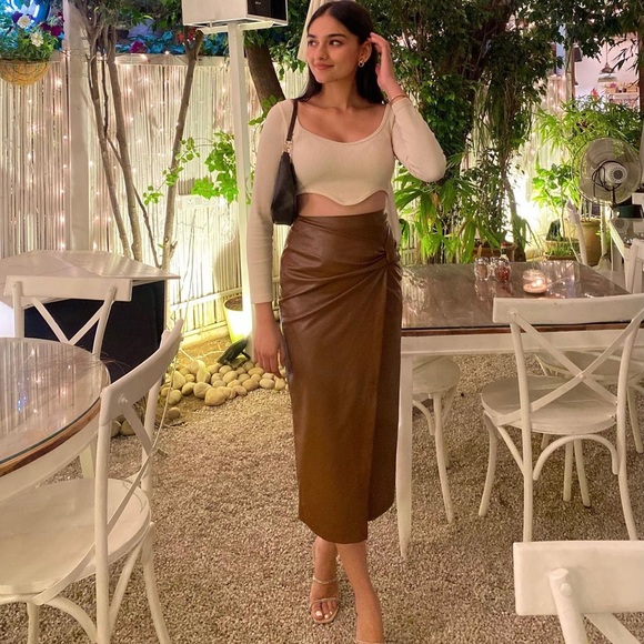 Zara | Skirts | Zara Faux Leather Pareo Knot Skirt | Poshmark